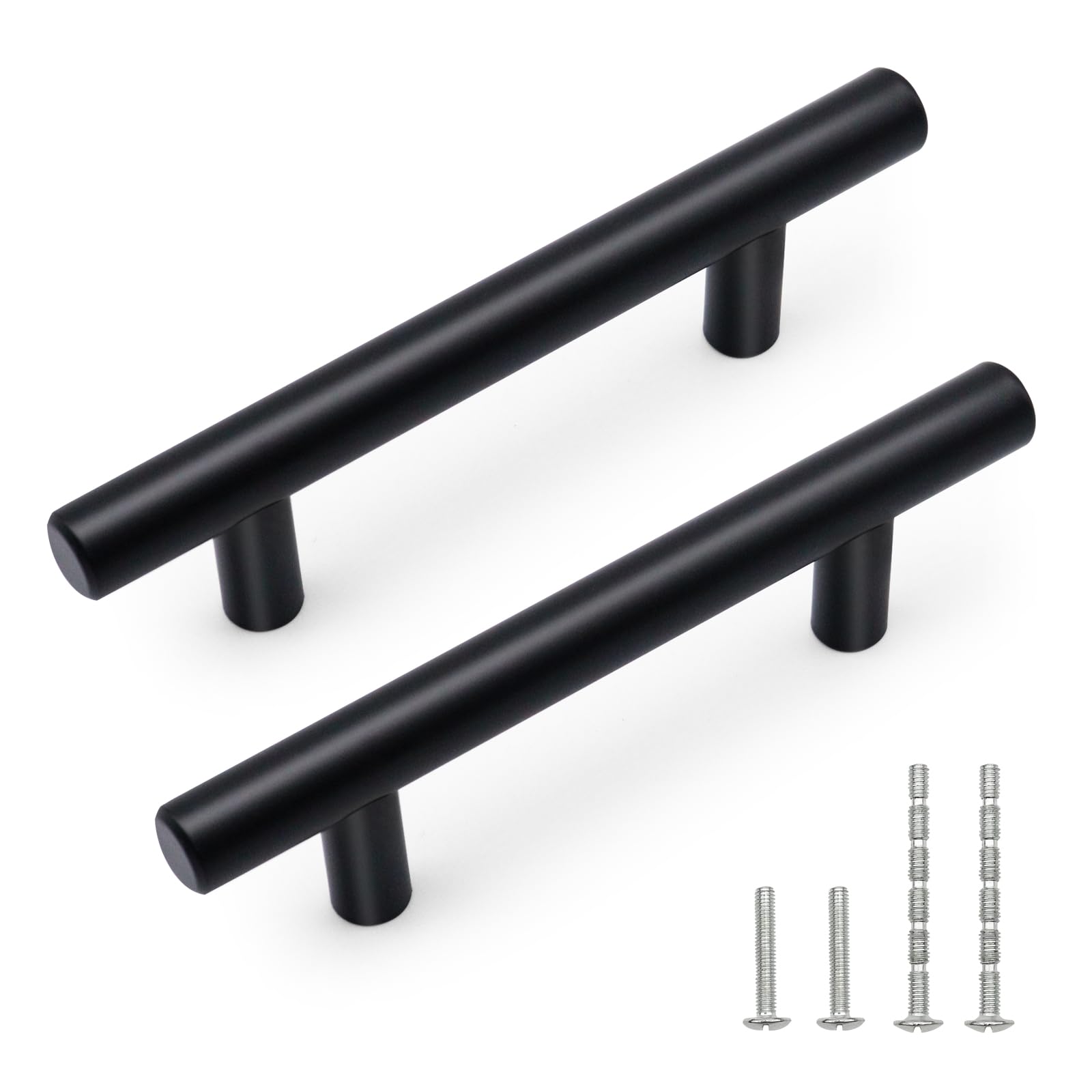 Goldmic 30-Pack 5'' Cabinet Pulls Matte Black Stainless Steel for Kitchen Cabinet Handles Cupboard Drawers Pulls, 5 Inch Length, 3 Inch Hole Center