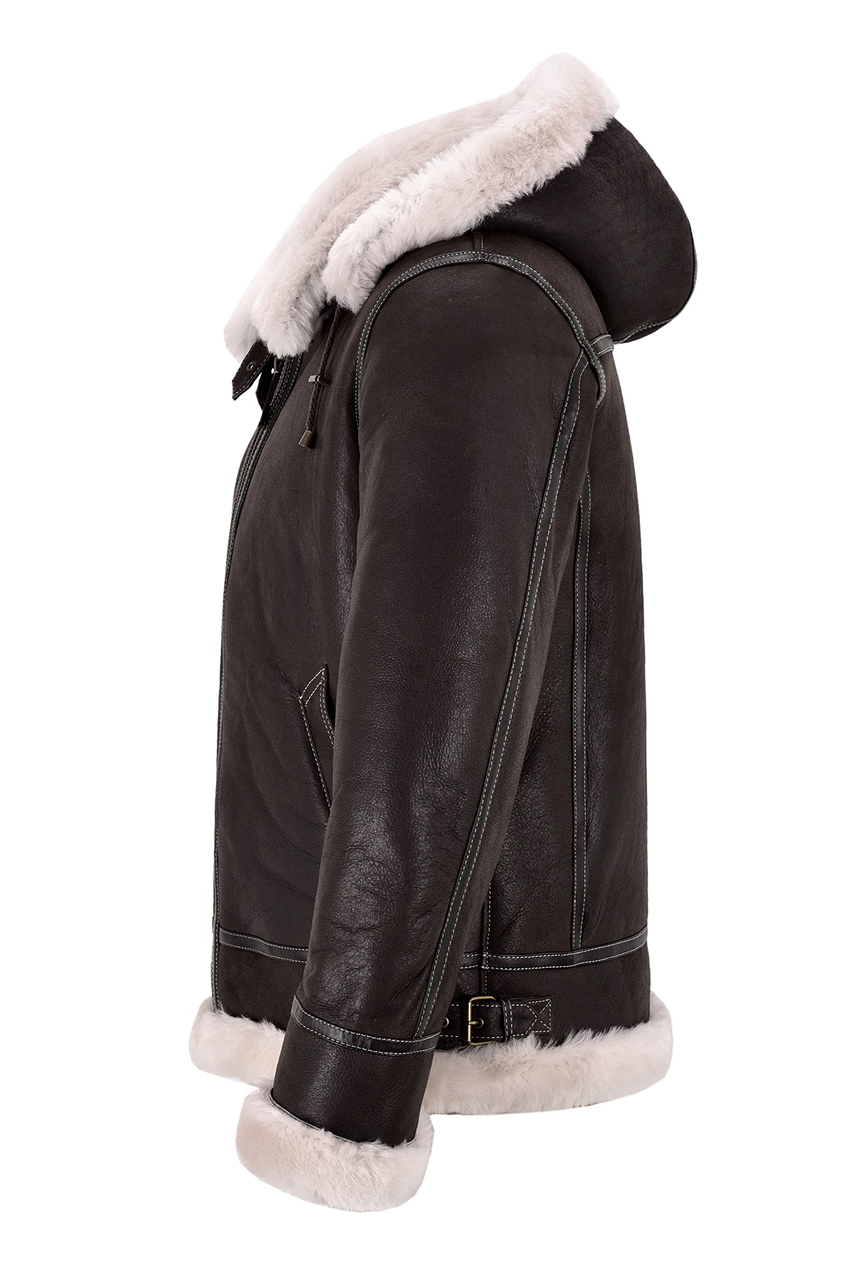 Men's Aviator RAF Classic B3 Sheepskin Bomber Flying Real Leather Jacket 116117 (XL, Brown/Beige)