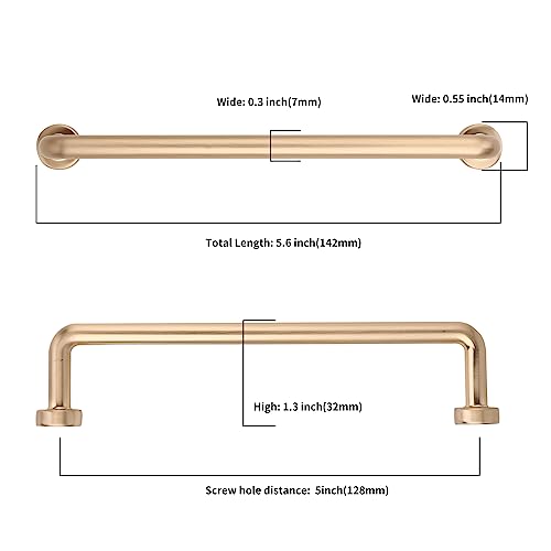 Asidrama 10 Pack 5 Inch(128mm) Brushed Brass Kitchen Cabinet Handles, Cabinet Pulls Kitchen Cabinet Hardware for Cupboard Drawer Pulls