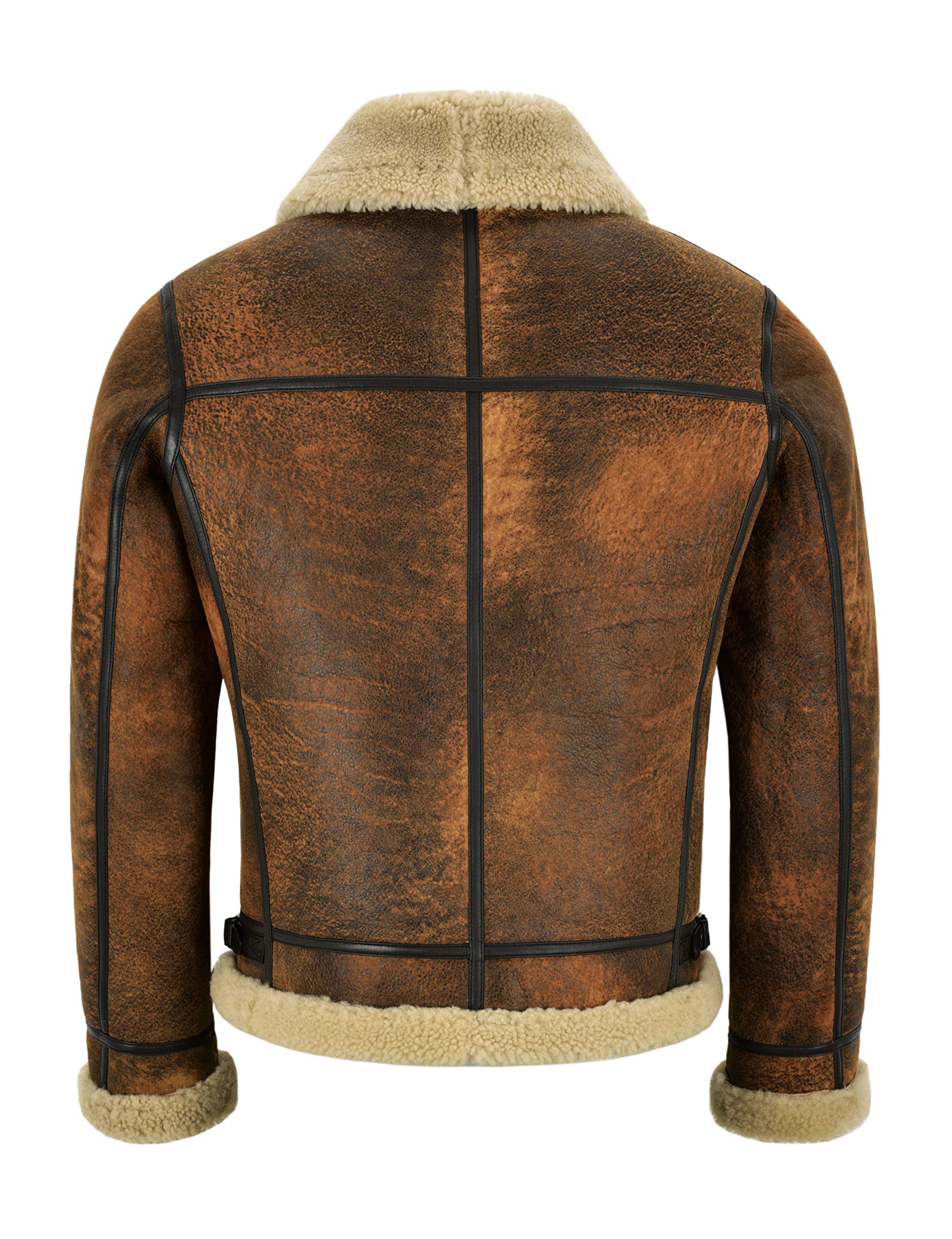 Men's RAF Aviator B3 Sheepskin Flying Vintage 100% Genuine Sheepskin Pilot Jacket Reagan, Beige Taba / Copper, 3X-Large
