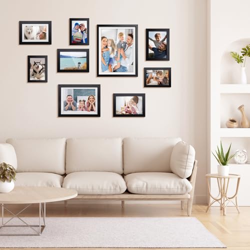 TWING Picture Frames 5x7 Set of 6, Photo Collage Frame for Wall Decor Mounting or Table Display Black Composite Wood