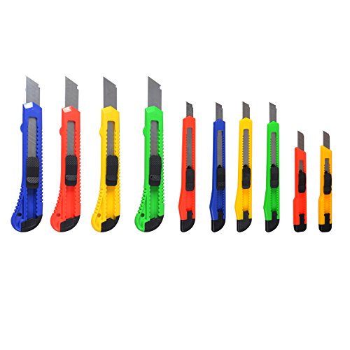 eZthingsĀ® 10 Heavy Duty Box Cutters Openers Utility Knives with Snap Off Blades (Variety Knife Set)