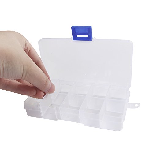 2 pcs Adjustable Clear Plastic Jewelry Craft Beads fishing hook Small Accessories Multipurpose Organizer visually adjustable clearly storage box (10 Adjustable Clearly Storage Box)