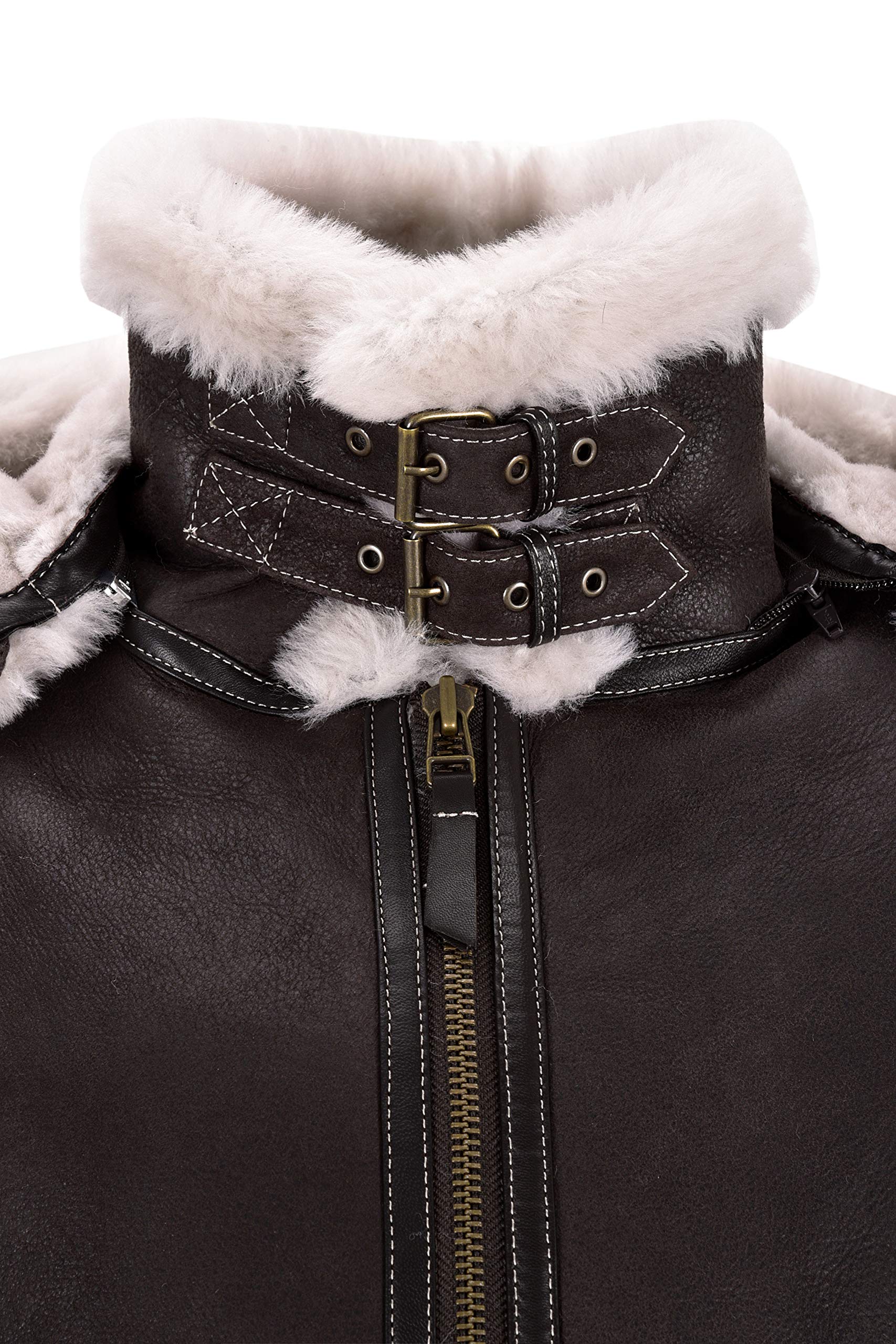 Men's Aviator RAF Classic B3 Sheepskin Bomber Flying Real Leather Jacket 116117 (XL, Brown/Beige)