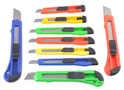 eZthingsĀ® 10 Heavy Duty Box Cutters Openers Utility Knives with Snap Off Blades (Variety Knife Set)