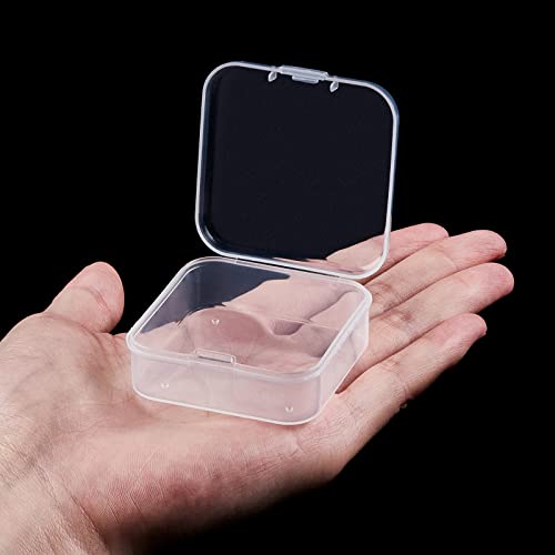 Qeirudu 30 Pcs Small Plastic Storage Containers with Hinged Lids - Clear Bead Organizer Box Mini Storage Cases for Beads, Jewelry and Craft Supplies (2.17 x 2.17 x 0.79 Inch)