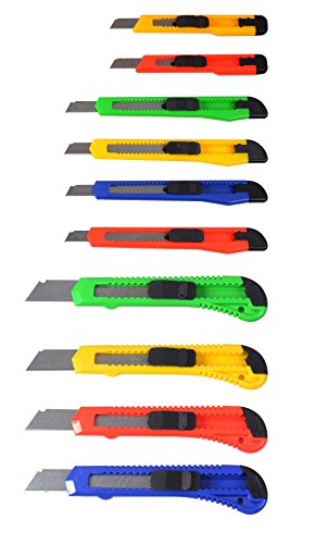 eZthingsĀ® 10 Heavy Duty Box Cutters Openers Utility Knives with Snap Off Blades (Variety Knife Set)