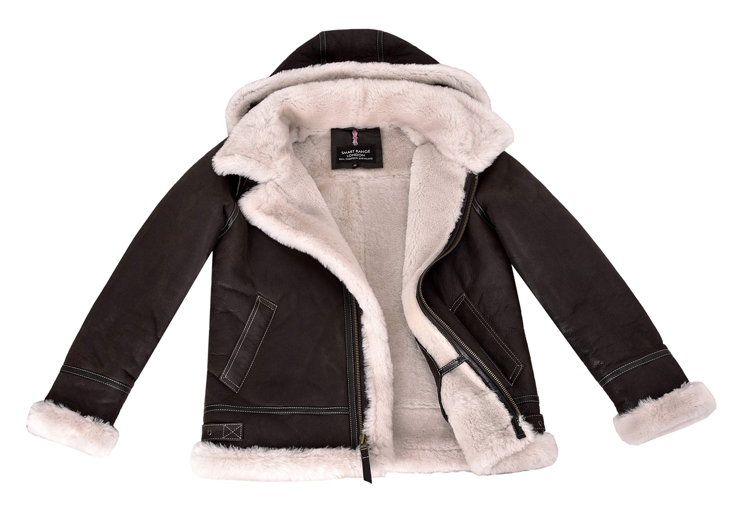 Men's Aviator RAF Classic B3 Sheepskin Bomber Flying Real Leather Jacket 116117 (XL, Brown/Beige)