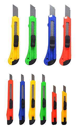 eZthingsĀ® 10 Heavy Duty Box Cutters Openers Utility Knives with Snap Off Blades (Variety Knife Set)