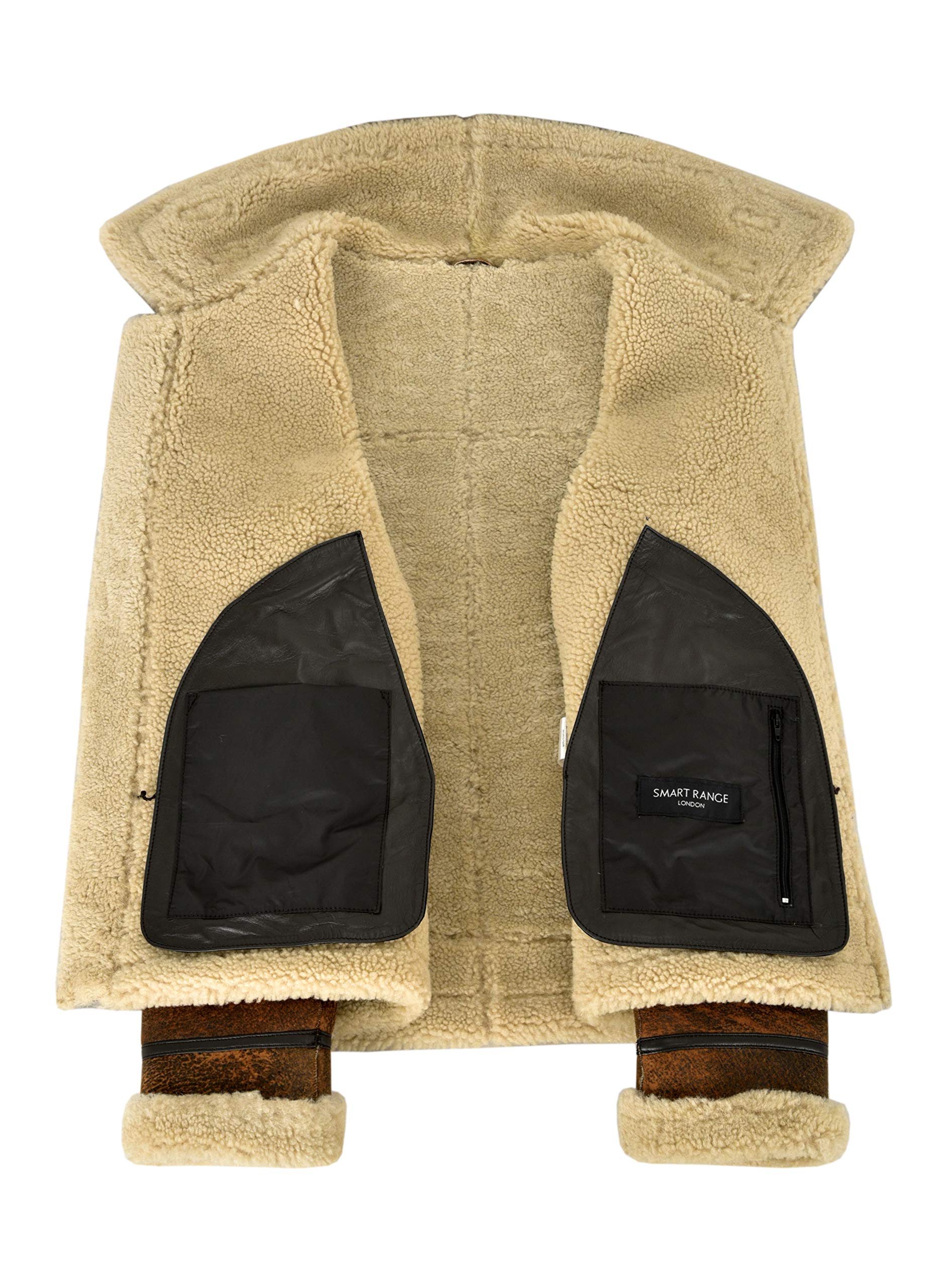 Men's RAF Aviator B3 Sheepskin Flying Vintage 100% Genuine Sheepskin Pilot Jacket Reagan, Beige Taba / Copper, 3X-Large