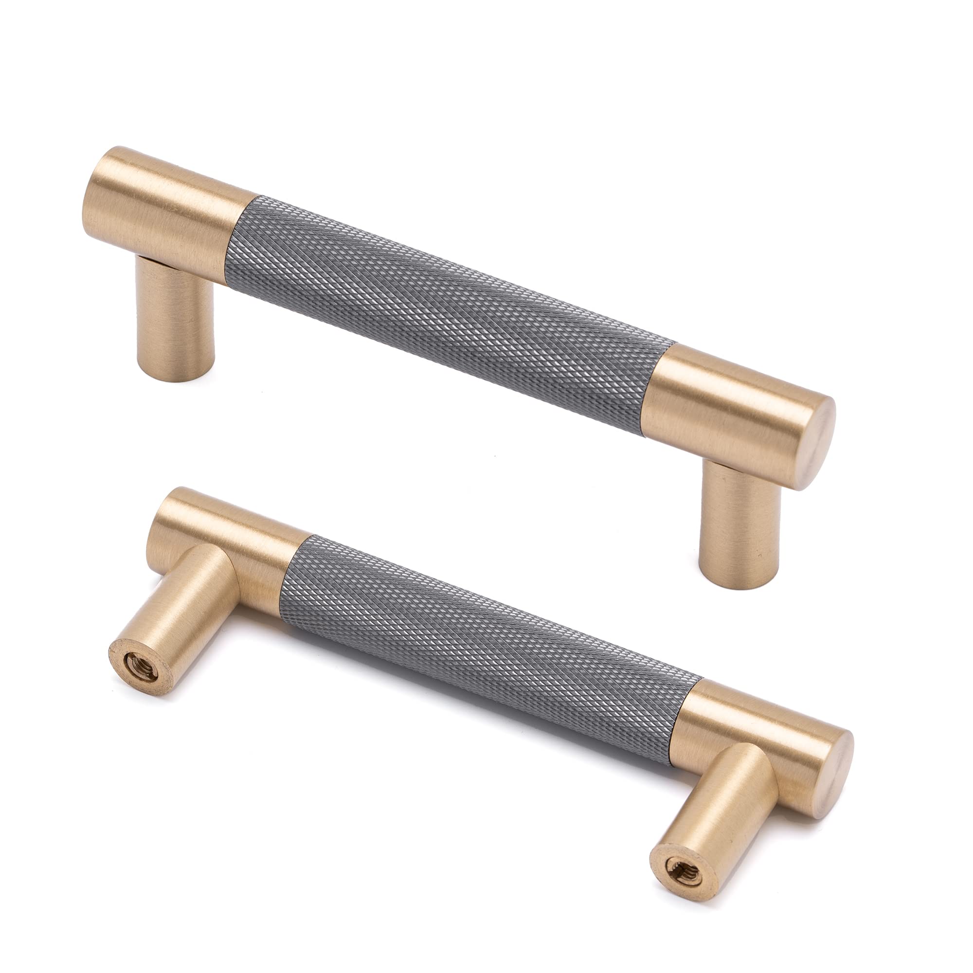 Linkaa Cabinet Handles Knurled Kitchen Cabinet Drawer Pulls,Kitchen Cabinet Handles Gold Drawer Pulls Acrylic Drawers Gold Cabinet Pulls Antique Brass Cabinet Pulls, 10 Pack (96mm(3.7''))