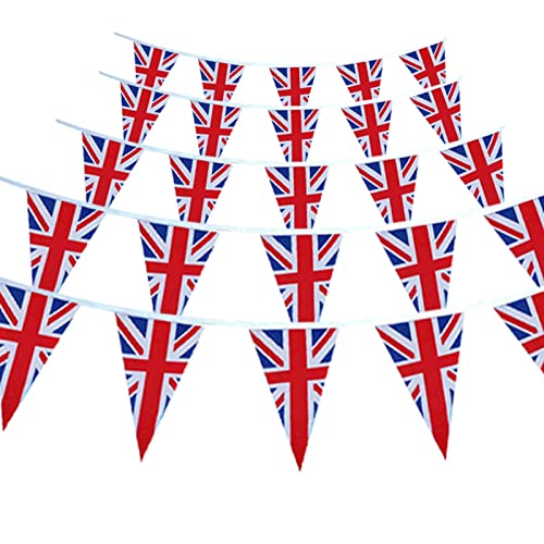 Uwariloy 23/26ft Union Jack Bunting Banner with 20 | 25 Triangle Flags for Queen Plati-num Jubilee Decorations, Royal Events Patriotic Street Party Decorations