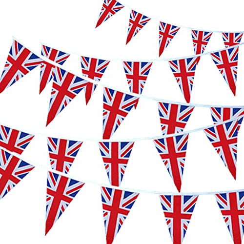 Uwariloy 23/26ft Union Jack Bunting Banner with 20 | 25 Triangle Flags for Queen Plati-num Jubilee Decorations, Royal Events Patriotic Street Party Decorations