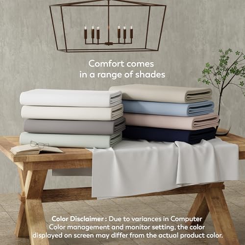 SUPREME ELEGANCE Organic 100% Cotton King Size Sheets Set Mist Gray, Percale Weave King Bedding Set, Crisp, Cooling & Breathable Mist Gray Bed Sheets King, Fits Mattress Upto 16" Deep Pocket