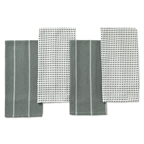 Folkulture 100% Cotton Kitchen Towels with Hanging Loop, Waffle Weave St Patricks Day Kitchen Towels and Dishcloths Sets, Hand Towels for Kitchen, 20 x 28 inches, Set of 4, (Khaki Green)