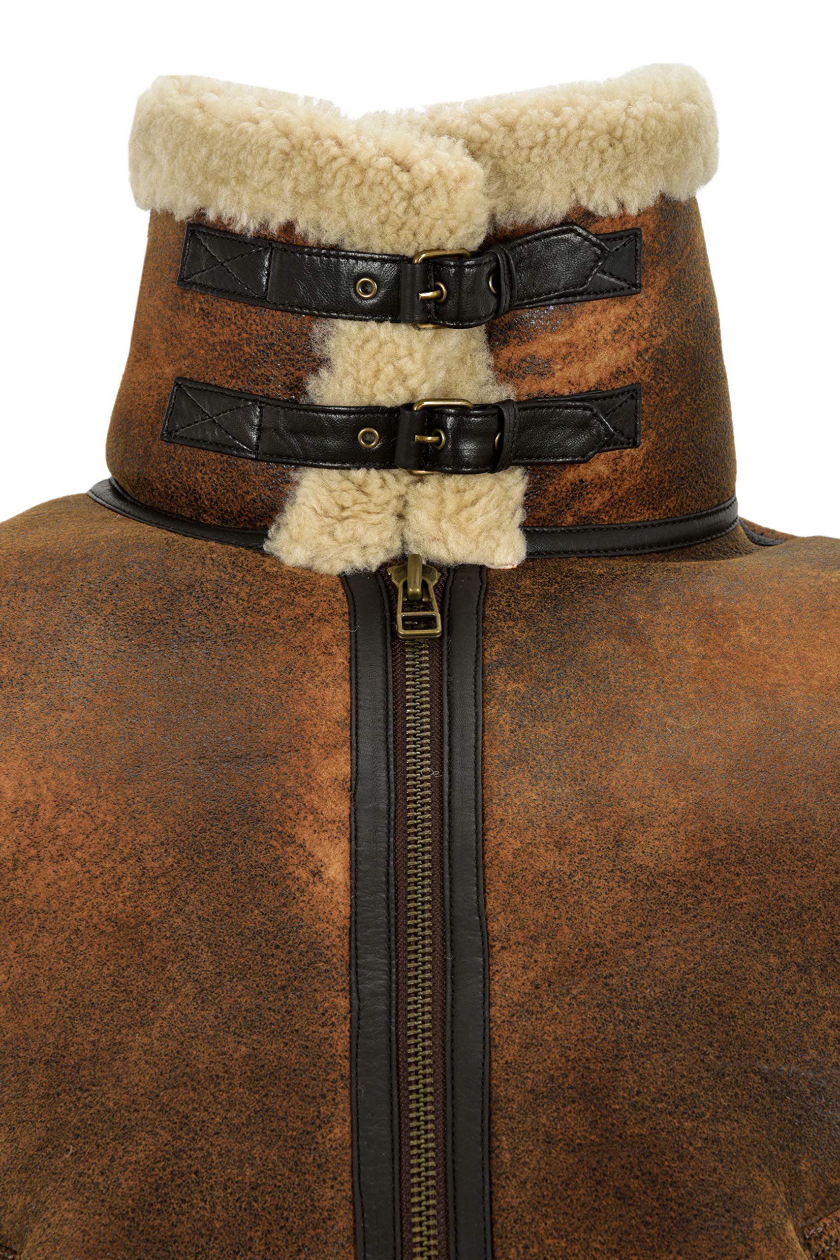 Men's RAF Aviator B3 Sheepskin Flying Vintage 100% Genuine Sheepskin Pilot Jacket Reagan, Beige Taba / Copper, 3X-Large