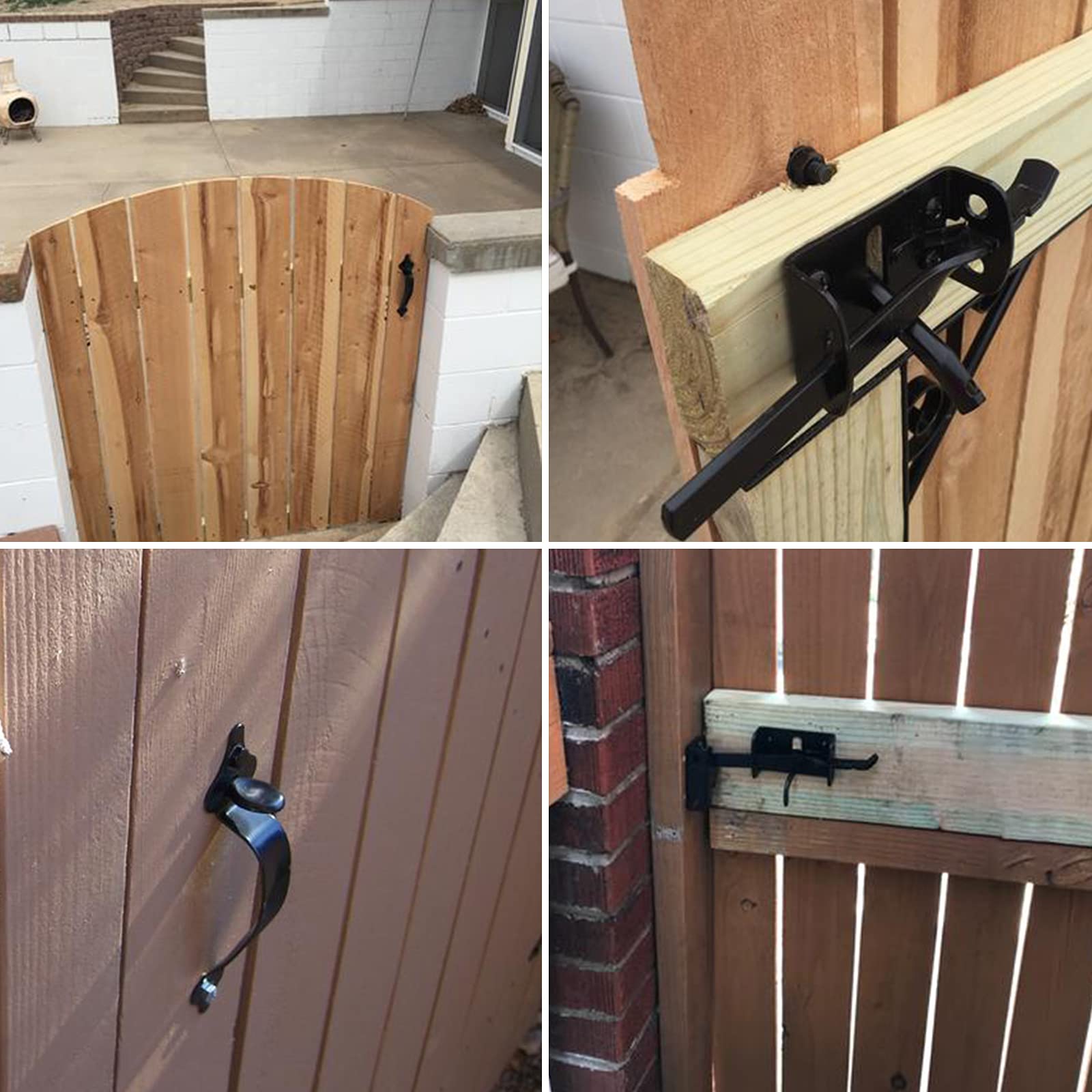 Gate Latch, Thumb Latch Hardware, Gate Latch for Wooden Fence Heavy Duty, Self Locking Latches with 8 inch Handle, Gate Kit for Wooden Fence & Swing Outdoor Gate – Steel, Black Finish