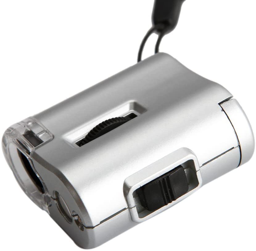 Mini Pocket 60X LED UV Light Lamp Microscope Magnifier Magnifying Loupe for Money Currency Detect Detecting Maps Coins Stamps Jewelry Jeweller