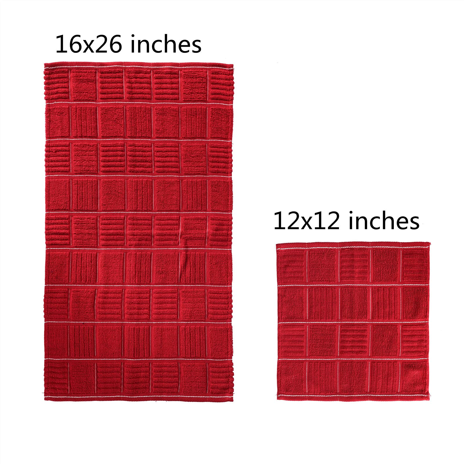 Glynniss Red Kitchen Towels and Dishcloths Set, Dish Towels and Dish Rags Set for Washing Dishes, Cleaning and Drying Pack of 8 (red)