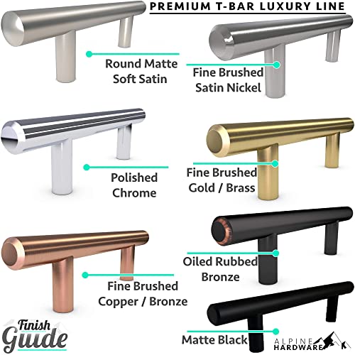 ALPINE HARDWARE Premium Solid Euro Style Bar Handle Pull-25Pack ~5 inch Hole Center & 7 1/2 inch Length-Heavy Stainless Steel Bar Handle Pull W/ a Satin Nickel Finish |American Owned Cabinet Hardware