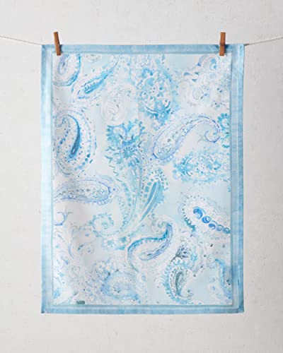 Maison d' Hermine Dish Towels 100% Combed Cotton Premium Easter Kitchen Towels Dishcloth for Home, Kitchen, Dining, Cocktail Parties & Camping, Paisley Blues - (Set of 3)