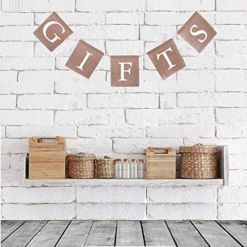Gifts Hessian Bunting Banner Rustic Wedding Baby Shower Engagement Bridal Shower Decor