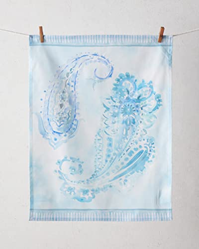 Maison d' Hermine Dish Towels 100% Combed Cotton Premium Easter Kitchen Towels Dishcloth for Home, Kitchen, Dining, Cocktail Parties & Camping, Paisley Blues - (Set of 3)