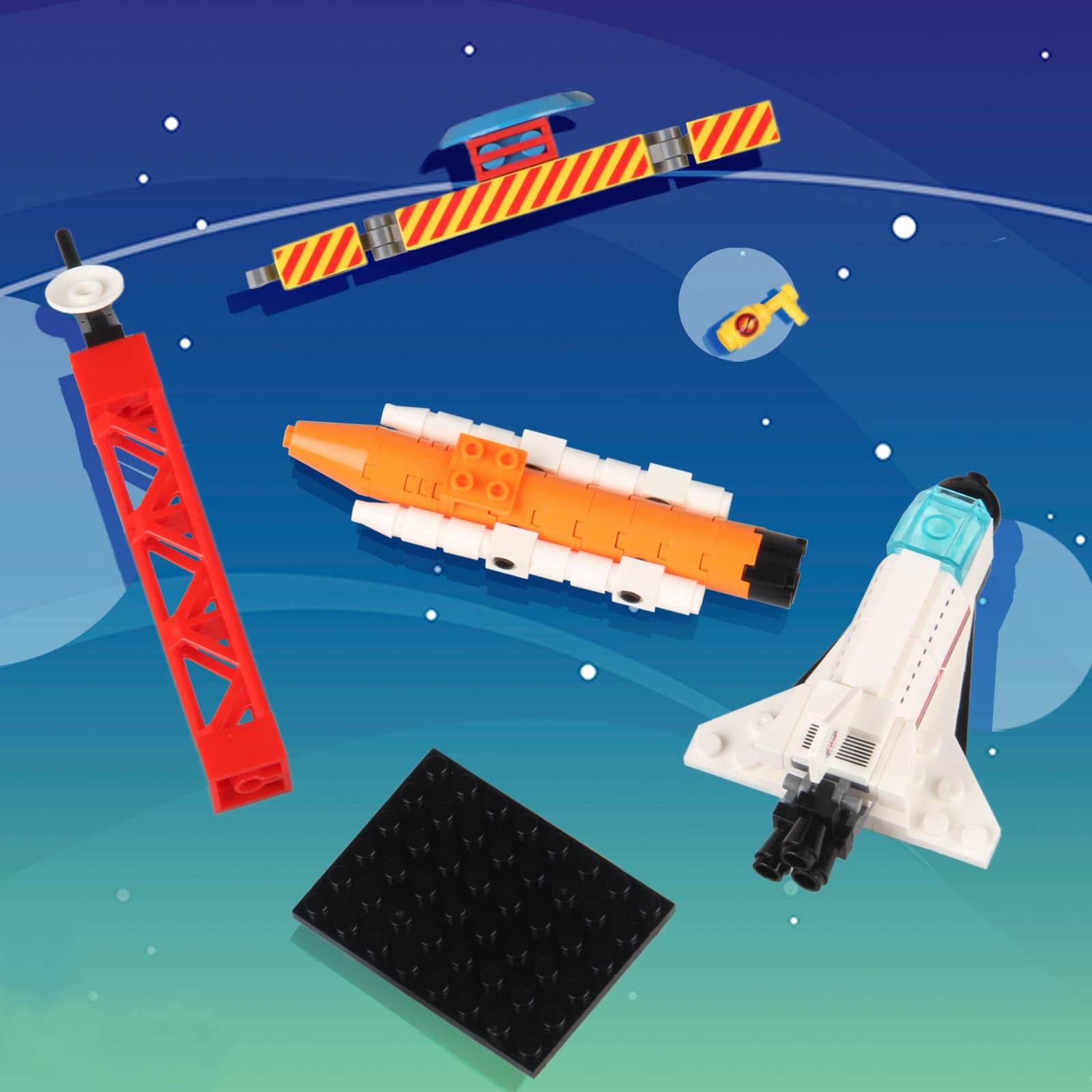 Scosloo Mini Space Shuttle Building Block Toy, Spaceship Rocket Launch Center Toy Set, Aerospace Rocket Building Kit Gifts for 7 8 9 10 11 12 Years Old Boys Kids (107Pcs)