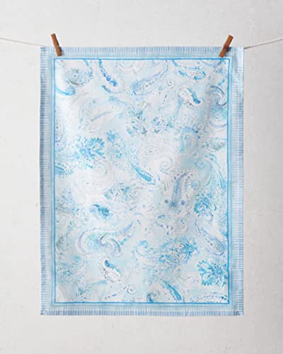 Maison d' Hermine Dish Towels 100% Combed Cotton Premium Easter Kitchen Towels Dishcloth for Home, Kitchen, Dining, Cocktail Parties & Camping, Paisley Blues - (Set of 3)