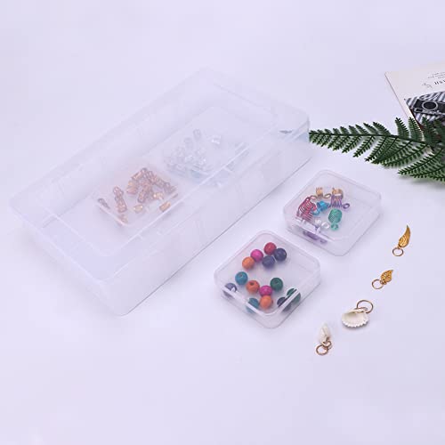 13Pcs Beads Storage Containers Box, Mixed Sizes Clear Plastic Storage Cases with Hinged Lid, Empty Plastic Boxes for Jewelry, Earring, Rings, Keys, Coins, Easy to Distinguish(Clear)