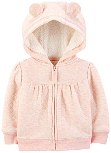 Simple Joys by Carter's Baby Girls' Hooded Sweater Jacket with Sherpa Lining, Pink, 18 Months
