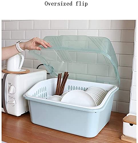 Plate Rack Draining Dish Rack Dish Storage Box Kitchen Drain Dish Rack Put Bowl Household With Lid Plastic Cabinet Rack for Kitchen Pan Plate Holder (Color : Pink)