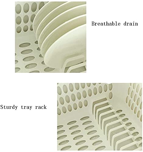 Plate Rack Draining Dish Rack Dish Storage Box Kitchen Drain Dish Rack Put Bowl Household With Lid Plastic Cabinet Rack for Kitchen Pan Plate Holder (Color : Pink)
