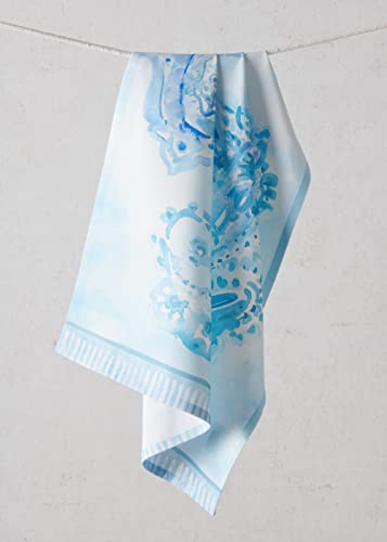 Maison d' Hermine Dish Towels 100% Combed Cotton Premium Easter Kitchen Towels Dishcloth for Home, Kitchen, Dining, Cocktail Parties & Camping, Paisley Blues - (Set of 3)