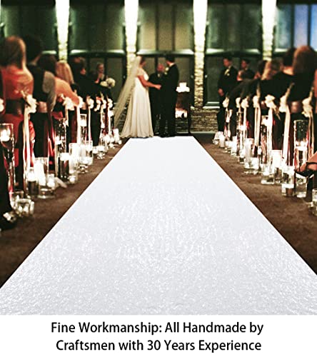 White Aisle Runners for Weddings 2FTx15FT Sequin Fabric Aisle Runner Outdoor Indoor Party Supplies 15FT Long Glitter Bridal Ceremony Carpet Runner for Birthday Prom Hallway Deocration