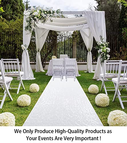 White Aisle Runners for Weddings 2FTx15FT Sequin Fabric Aisle Runner Outdoor Indoor Party Supplies 15FT Long Glitter Bridal Ceremony Carpet Runner for Birthday Prom Hallway Deocration