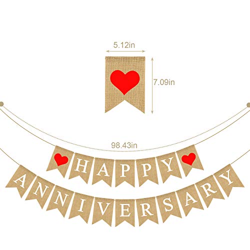 Jute Burlap Happy Anniversary Banner Party Bunting Garland Decoration Supply
