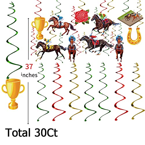 Kentucky Derby Hanging Swirls Party Decorations - Horse Racing Derby Race Hanging Cutouts Whirls Ceiling Supplies Decor