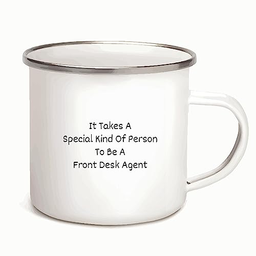 Special Person Gift for Front Desk Agent Receptionist Coworker Humor 12oz Enamel Silver Mug