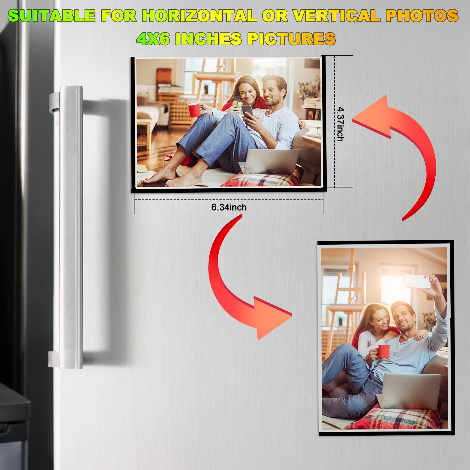 CHUNNIAO Black Magnetic Picture Frame 4X6 for Refrigerator,Photo Magnets Sleeves