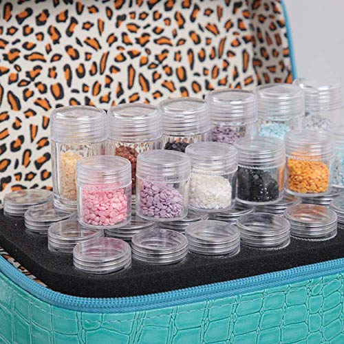 84 Slots Diamond Embroidery Box PU Diamond Painting Accessory Storage Case Container DIY Art Craft Jewelry Beads Sewing Pills Organizer Holder Clear Plastic Beads Cross Stitch Zipper Storage Bag Boxes