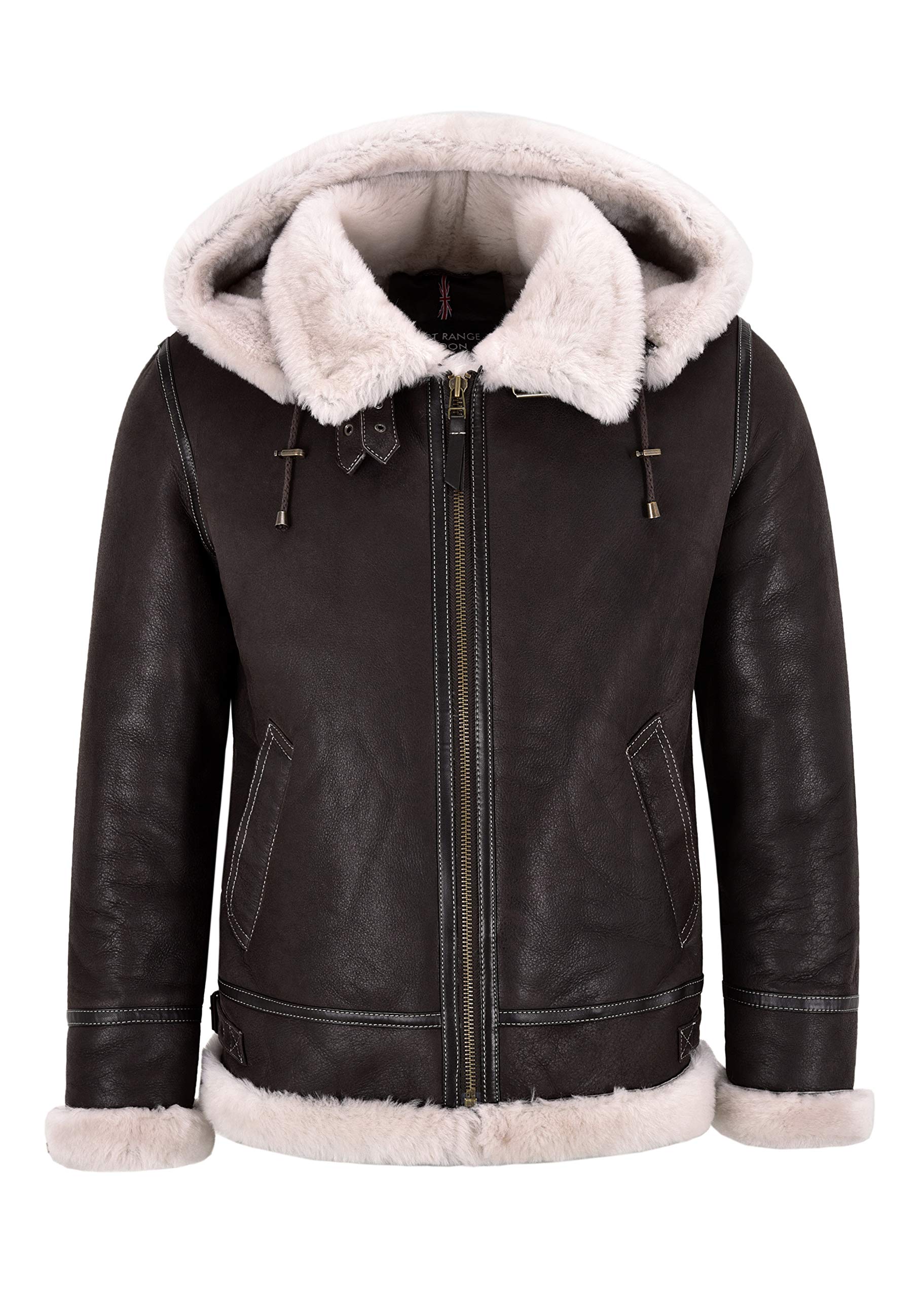 Men's Aviator RAF Classic B3 Sheepskin Bomber Flying Real Leather Jacket 116117 (XL, Brown/Beige)