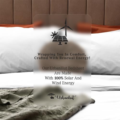 URBANHUT 400 TC Egyptian Cotton Sheets King Size, Sateen Weave Luxury Bedsheets for King Size Bed, 4 pc Bed Sheets Set, Cooling Sheets, with 16" Elasticized Deep Pockets, Hotel Sheets - White