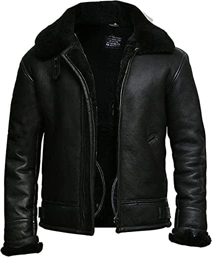 RAF Aviator Brown Bomber Real Shearling Real Sheepskin Leather Flight Jacket mens b3 jacket B3 Bomber Jacket