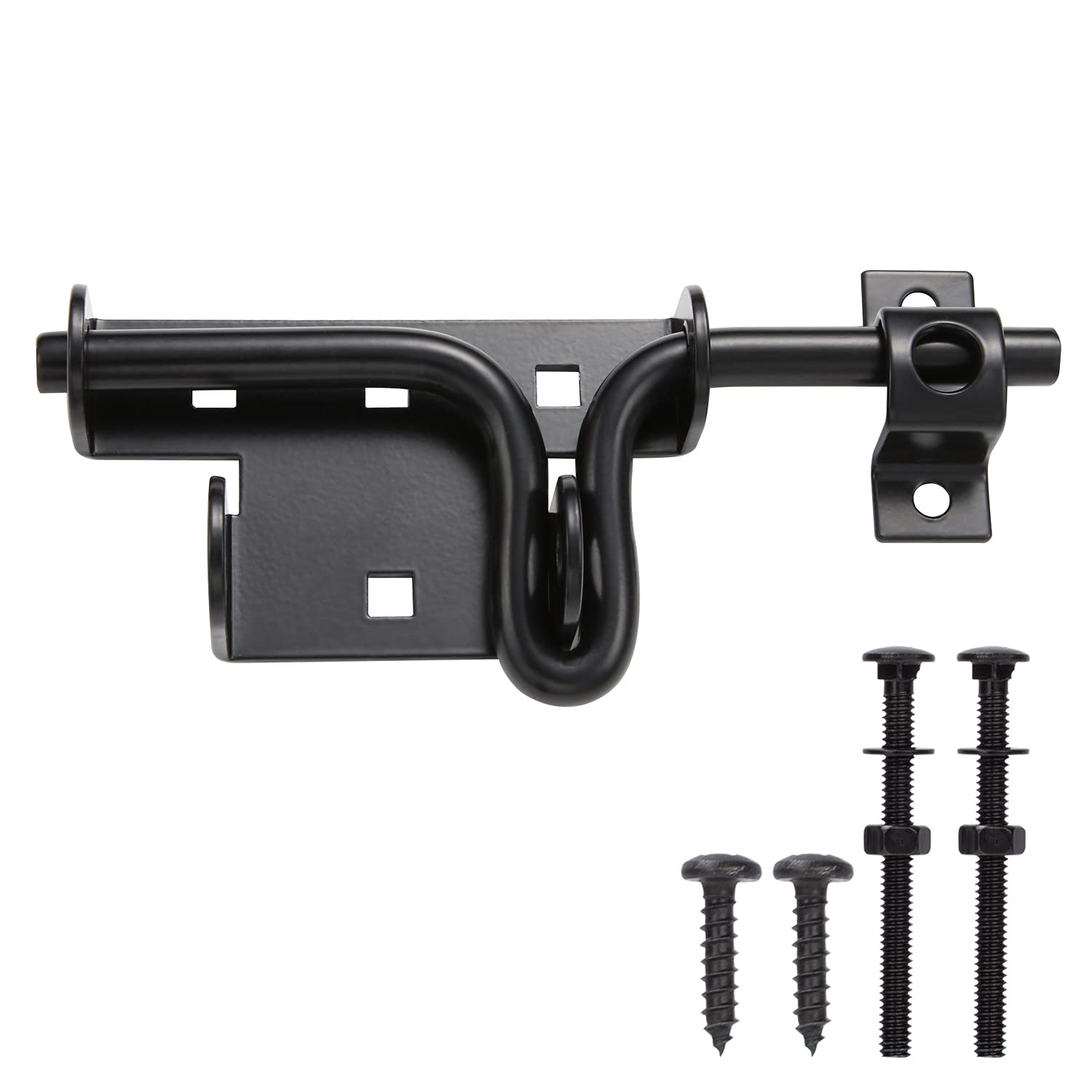SANKINS Slide Bolt Gate Latch,Sliding Bolt Door Lock with Padlock Hole, Heavy Duty Hardware Gate Latch for Wooden Fence,shed Door,Yard Door,Barn Door,Outdoor Latch| Solid Thickened Steel,Black