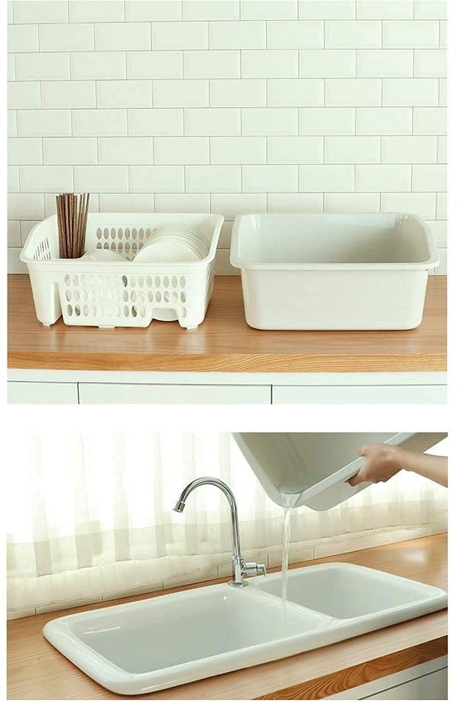 Plate Rack Draining Dish Rack Dish Storage Box Kitchen Drain Dish Rack Put Bowl Household With Lid Plastic Cabinet Rack for Kitchen Pan Plate Holder (Color : Pink)