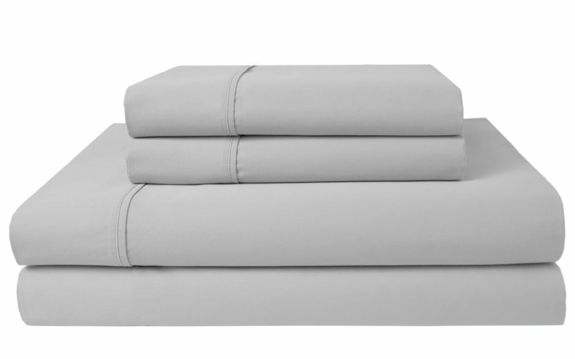 LuckShree 400 Thread Count Pure 100% Egyptian Cotton Sheet Set, Queen XL Size Bedsheet, 10 Inch Deep Pockets of Fitted Sheet - 4 Piece Soft Sateen Weave Hotel Bedding 400-TC - Silver Grey Solid