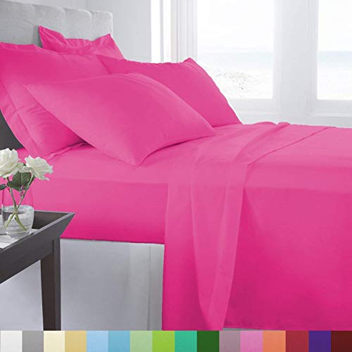 Ethereal Bedding 400-TC Sateen Super Soft 4-PC Luxury Sheet Set RV Camper Short Queen Solid Pink Fit Upto 18'' Inches Deep Pocket 100% Egyptian Cotton