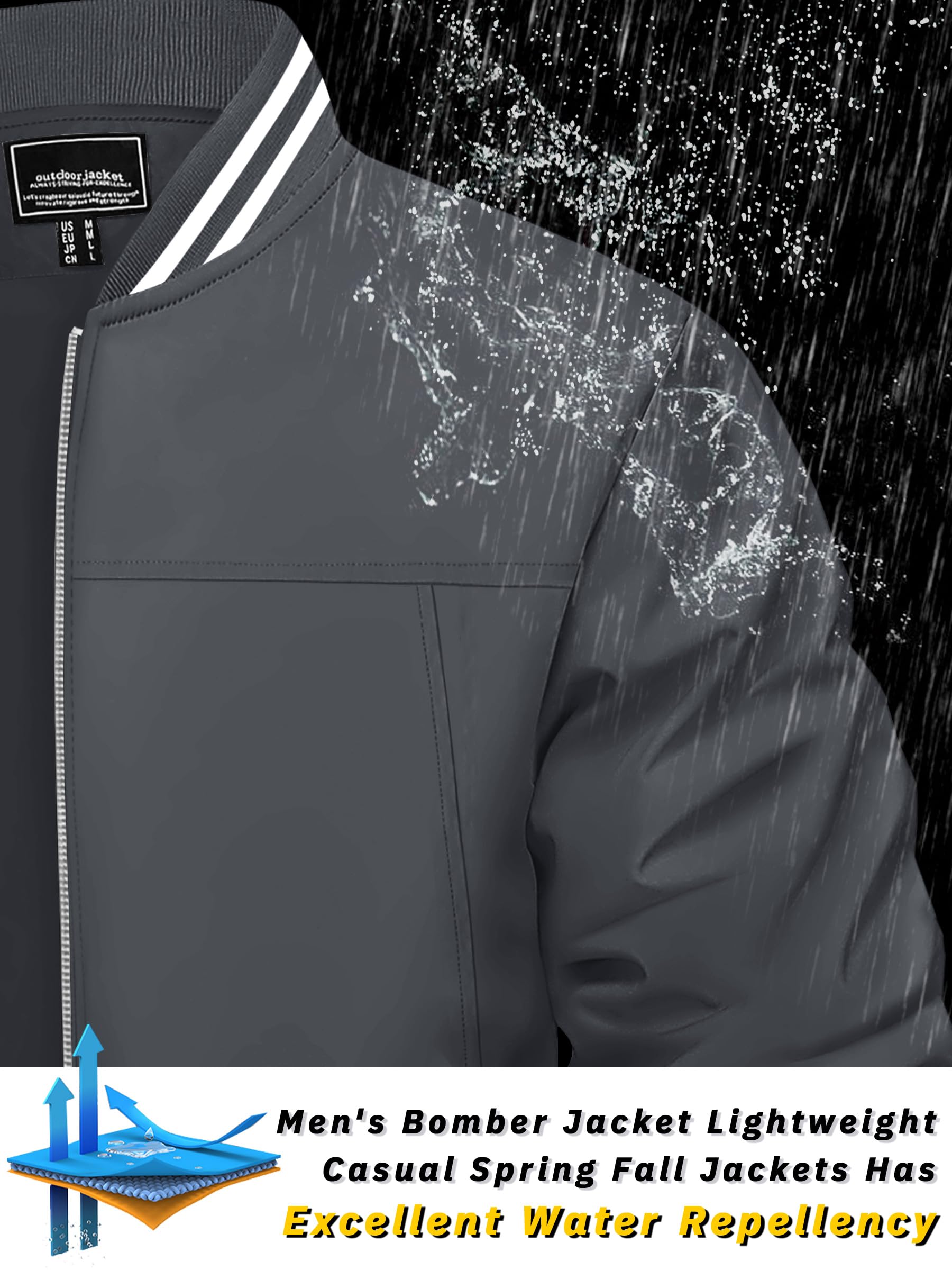 TACVASEN Varsity Jacket Men Men's Jackets With Inside Pockets Men's Lightweight Flight Bomber Jackets Men's Bomber Jackets Windbreaker Spring