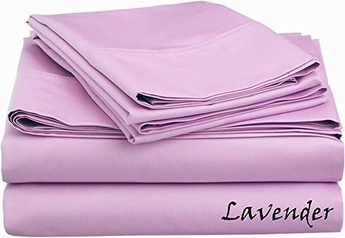 Ethereal Bedding 400-TC Sateen Super Soft 4-PC Luxury Sheet Set California King/Western King Solid LEVENDER Fit Upto 18'' Inches Deep Pocket 100% Egyptian Cotton